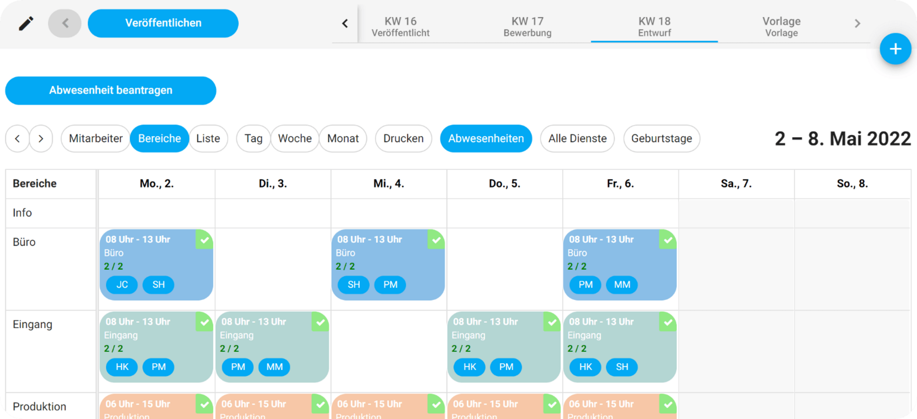 Online Schichtplan für Unternehmer
